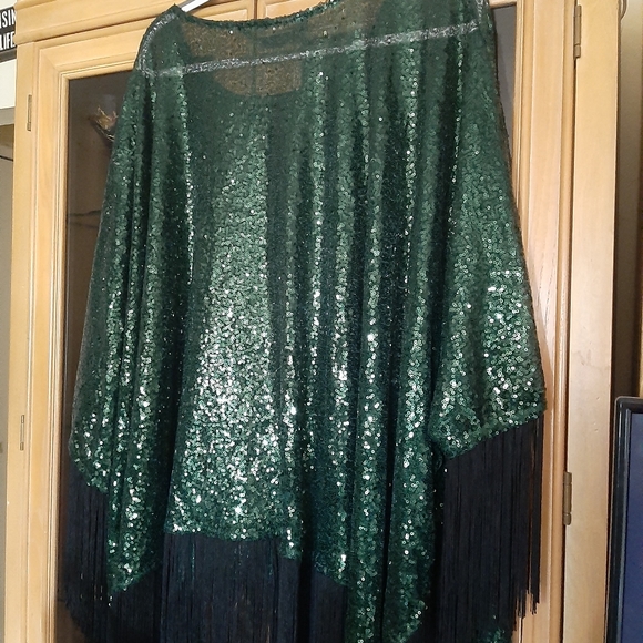 Accessories | Emerald Green Disco Poncho | Poshmark